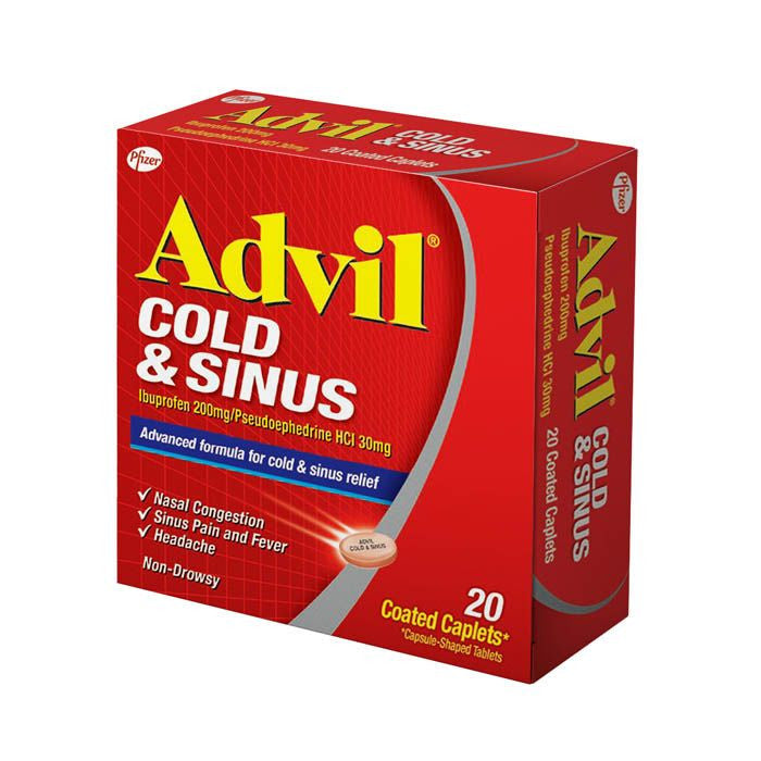 Advil Cold & Sinus Coated Caplets 20’s – MEDIVA PHARMACY